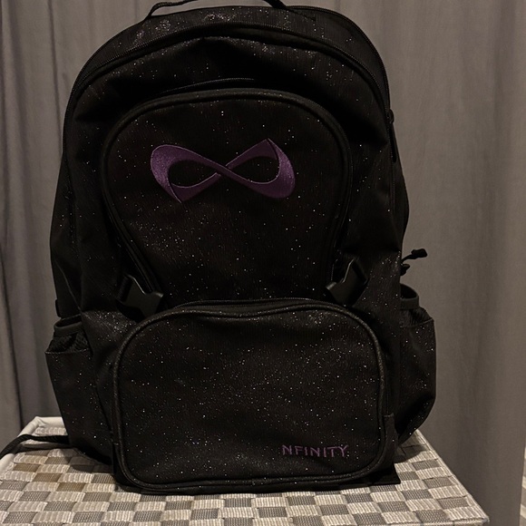NFINITY | Bags | Nfinity Black Backpack With Purple Logo | Poshmark
